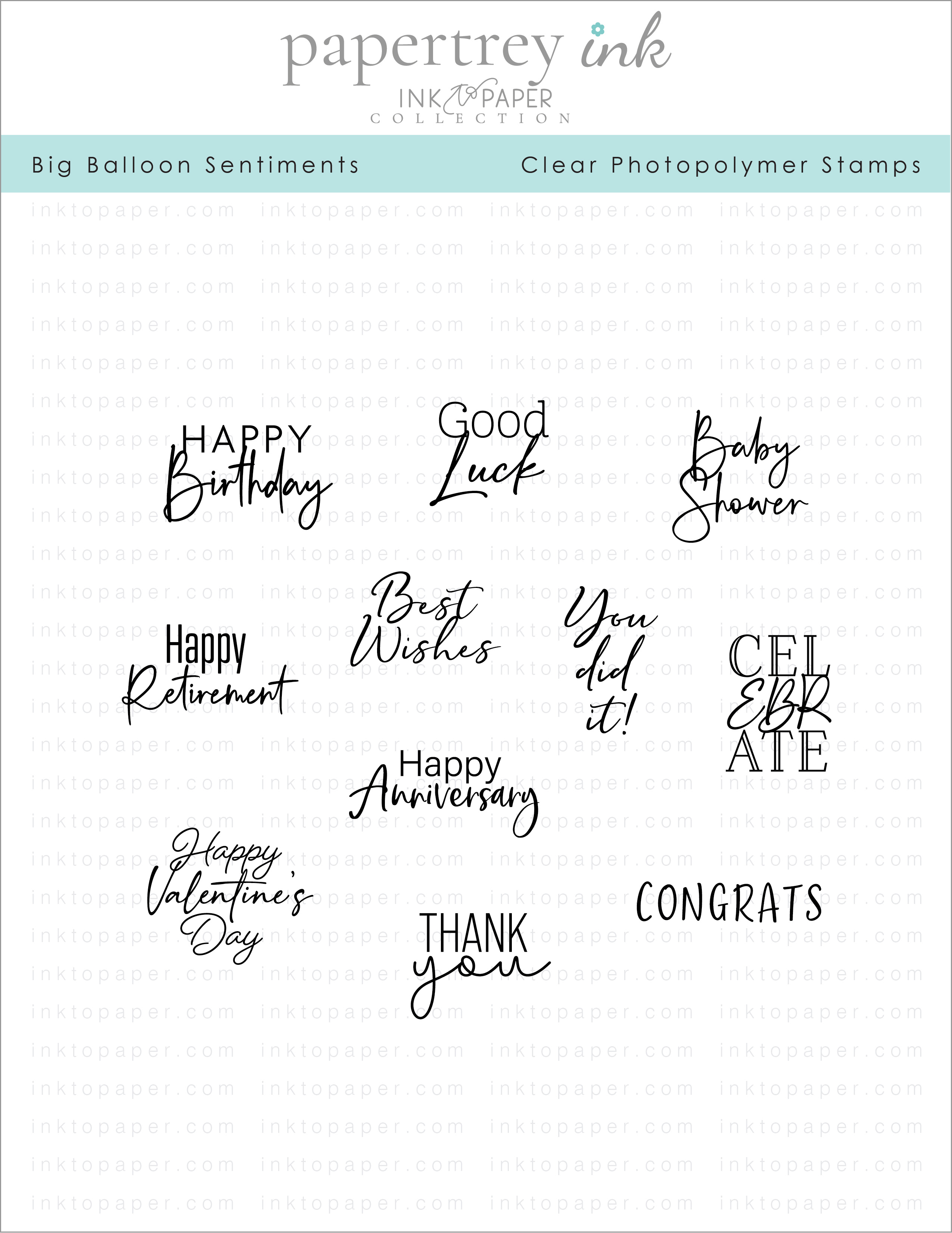 Big Balloon Sentiments Stamp Set: Papertrey Ink