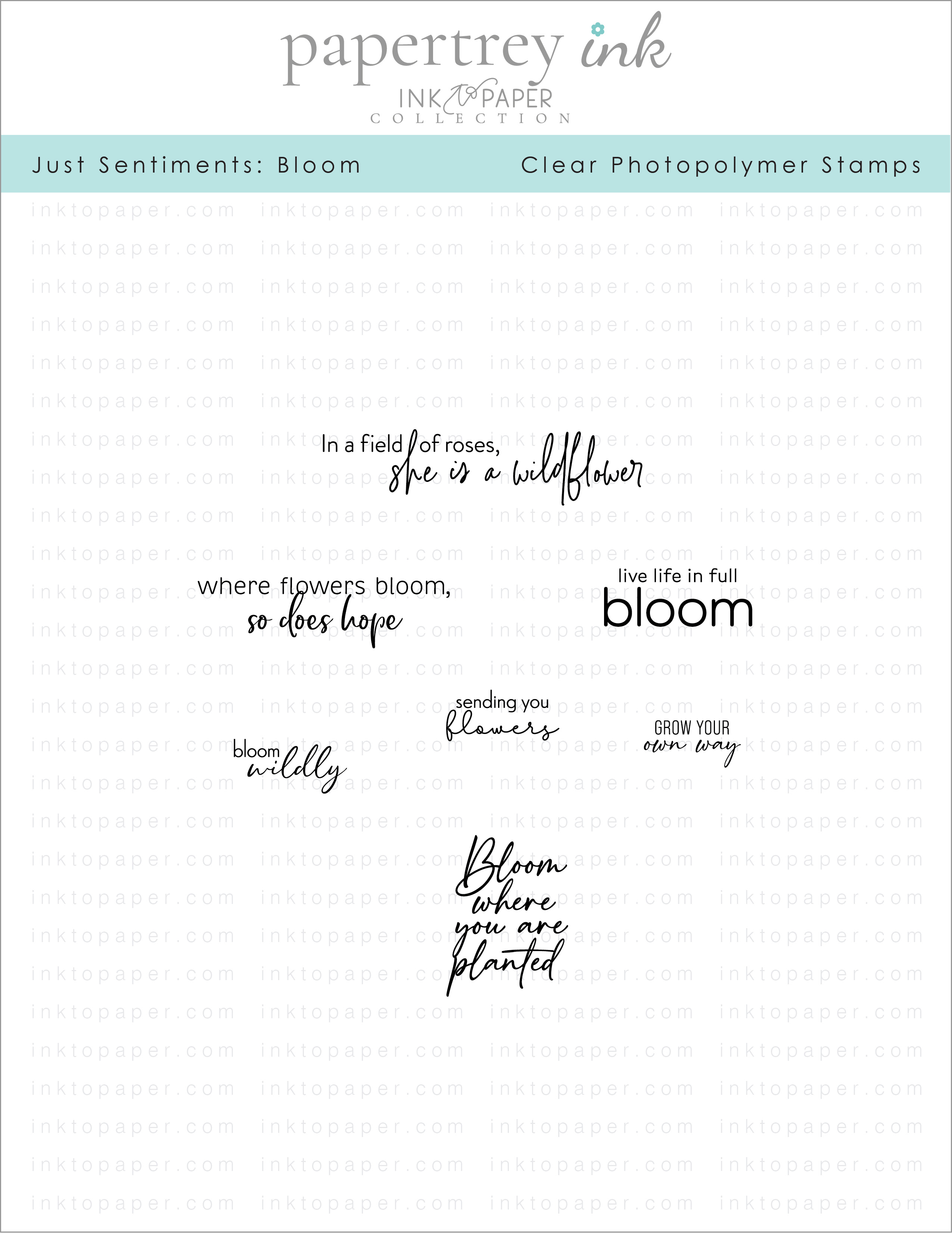 Just Sentiments: Bloom Mini Stamp Set: Papertrey Ink