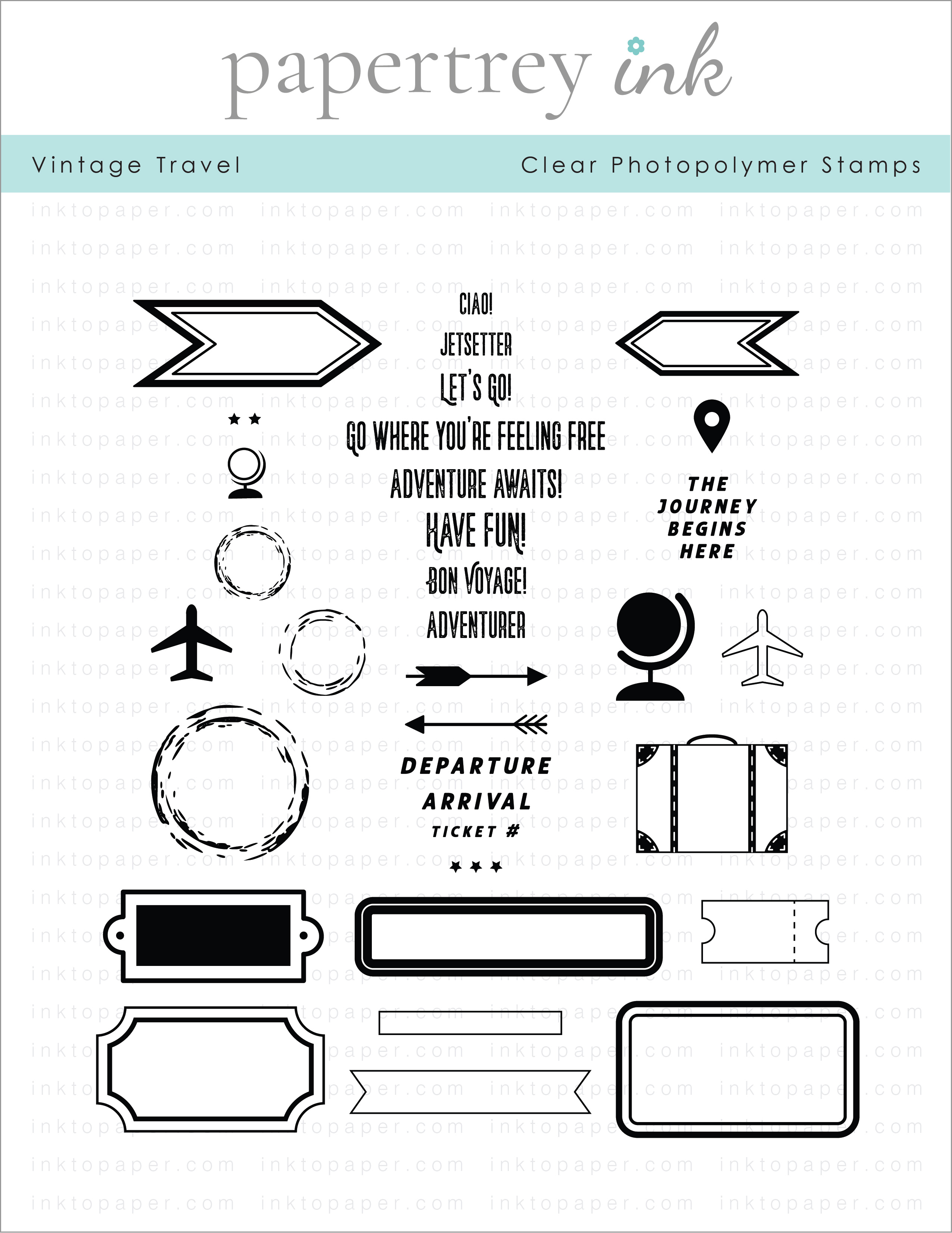 Vintage Travel Stamp Set: Papertrey Ink