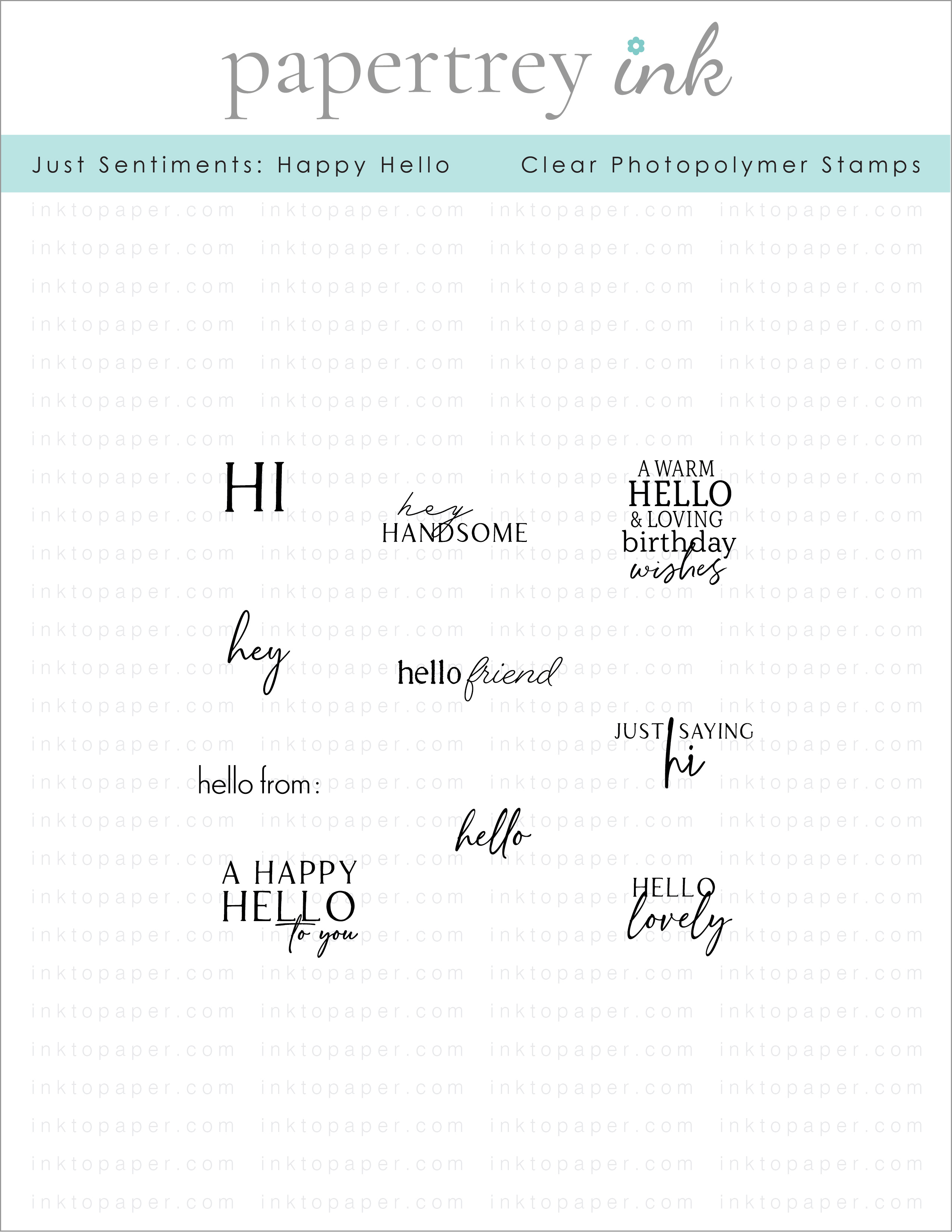 Just Sentiments: Happy Hello Mini Stamp Set: Papertrey Ink