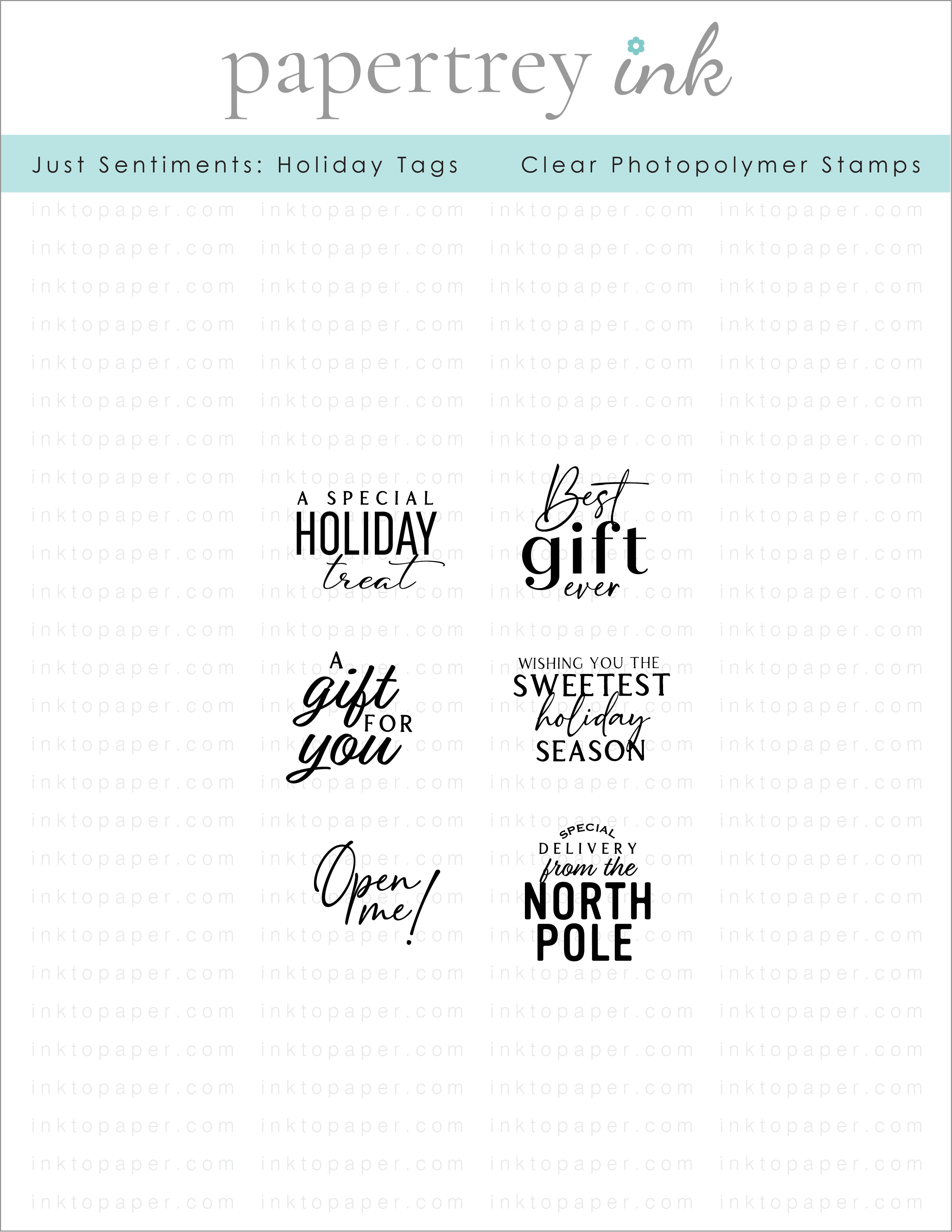 Just Sentiments: Holiday Tags Mini Stamp Set: Papertrey Ink