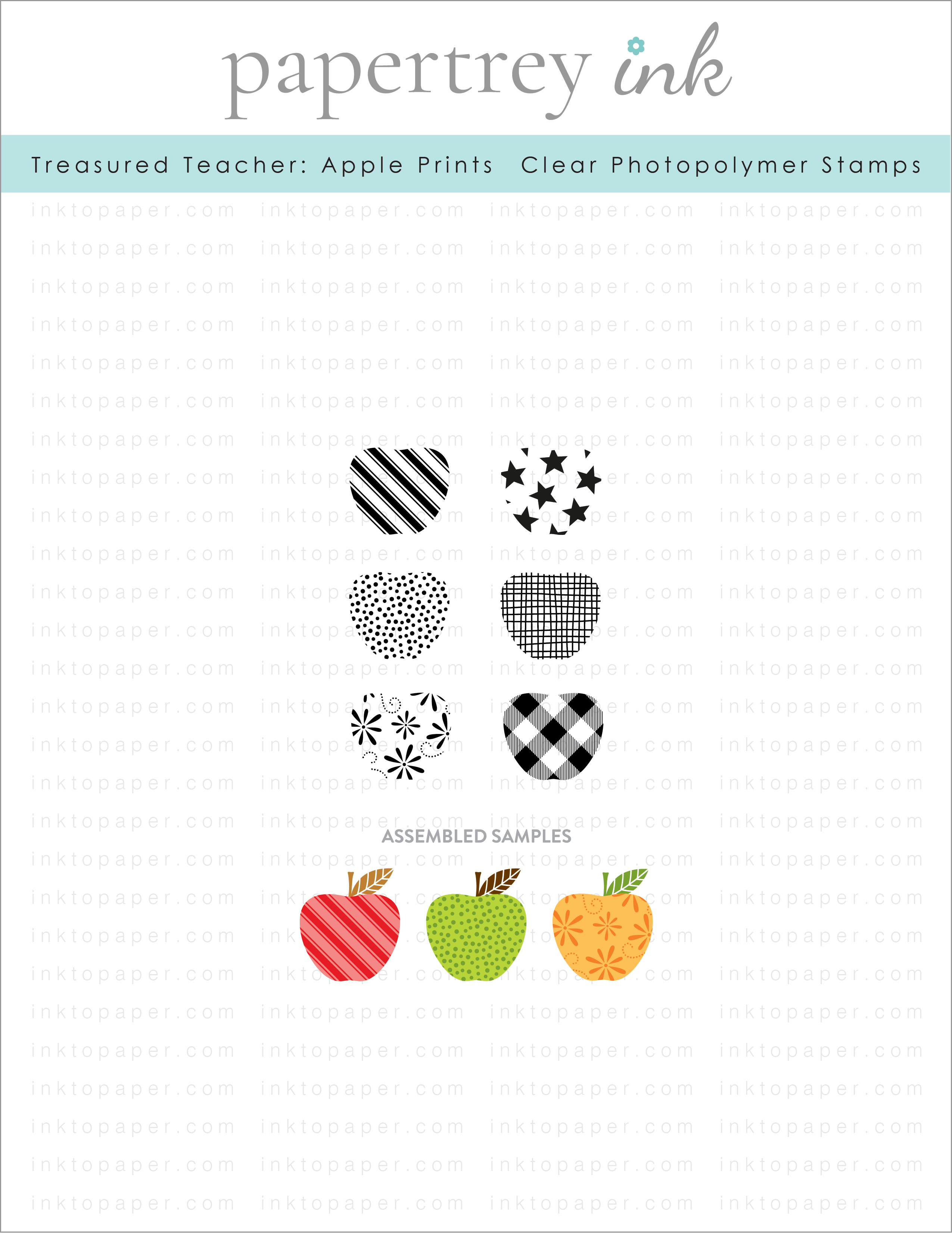 Treasured Teacher: Apple Prints Mini Stamp Set: Papertrey Ink