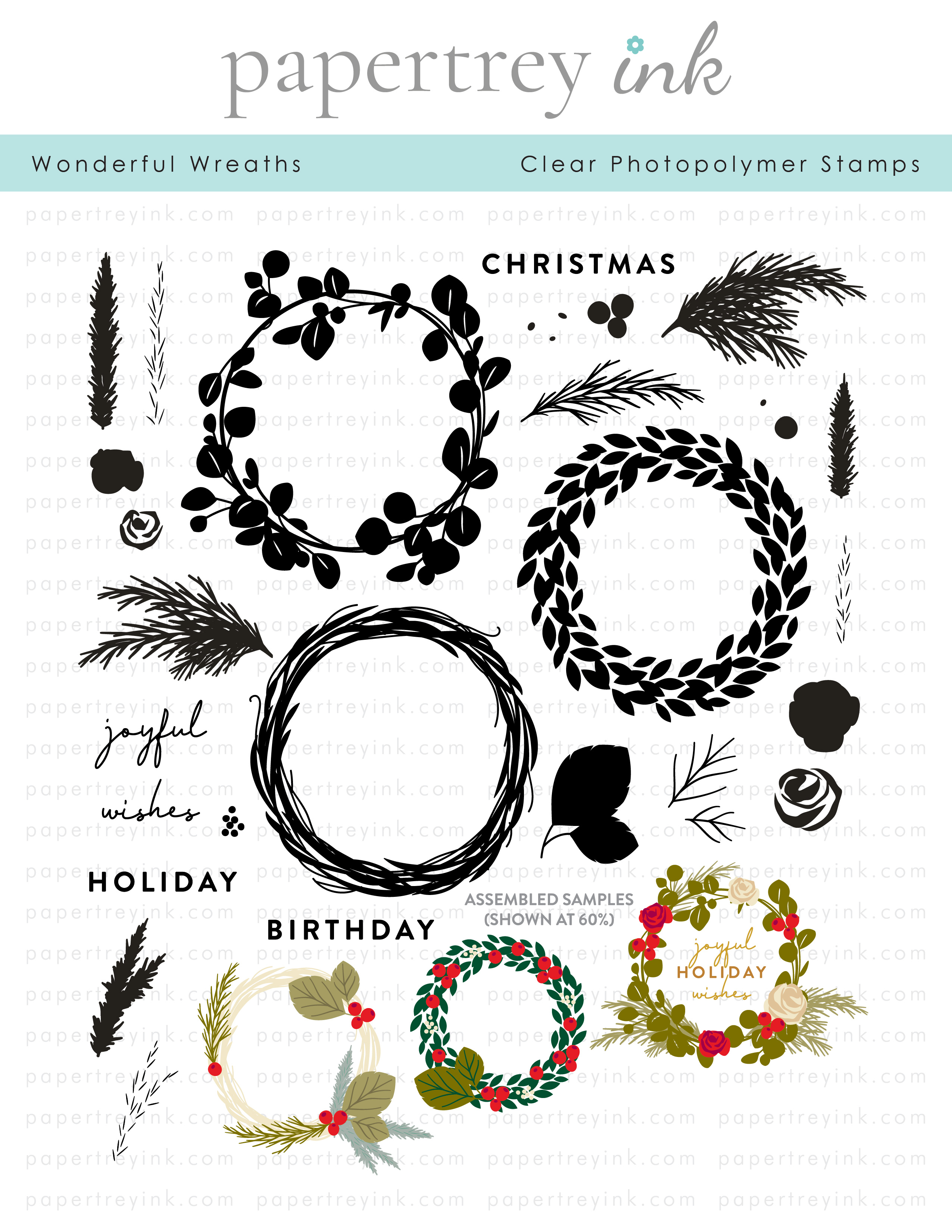 Papertrey Ink - Wonderful Wreaths Stamp Set