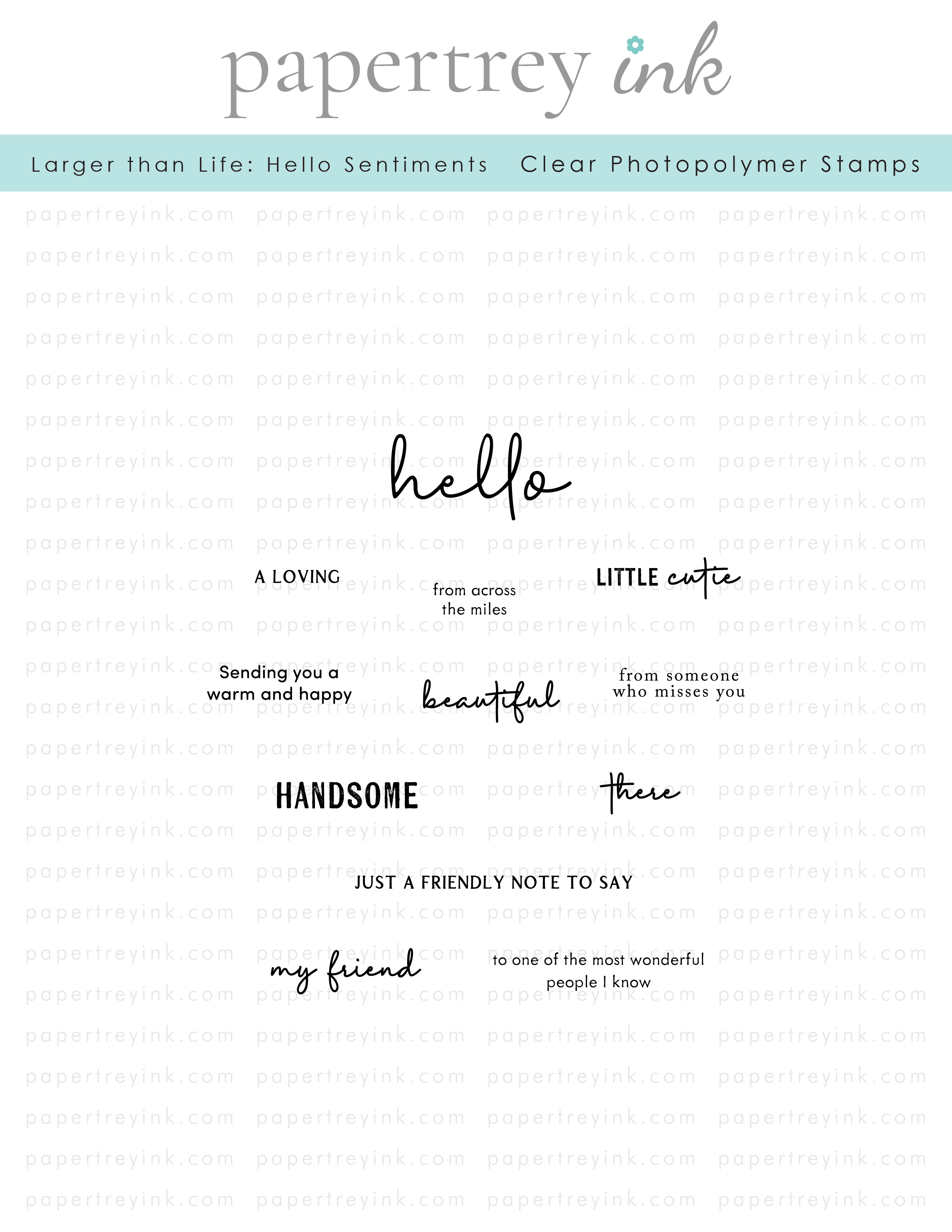 Papertrey Ink - Larger than Life: Hello Sentiments Mini Stamp Set