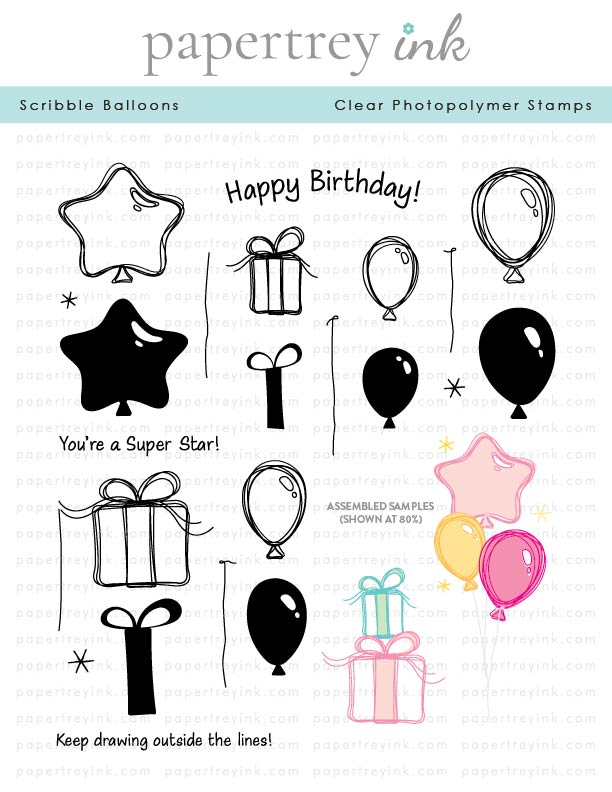 Papertrey Ink - Scribble Balloons Stamp Set