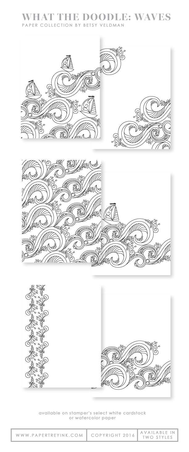 What the Doodle: Waves Coloring Sheets (18 sheets): Papertrey Ink
