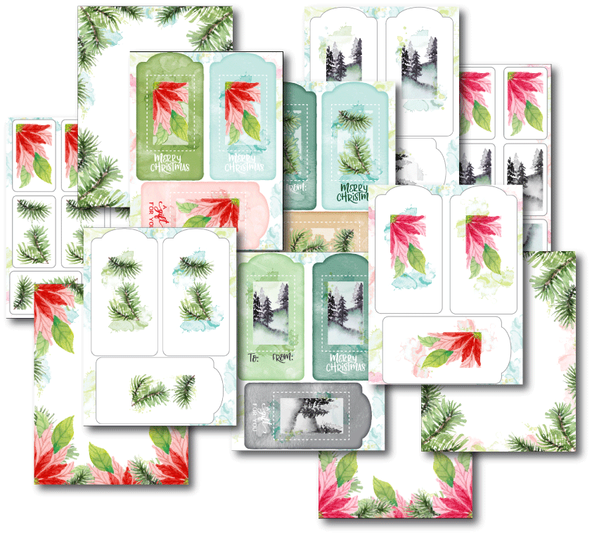 Poinsettia & Pine Patterned Paper Collection (16 sheets): Papertrey Ink