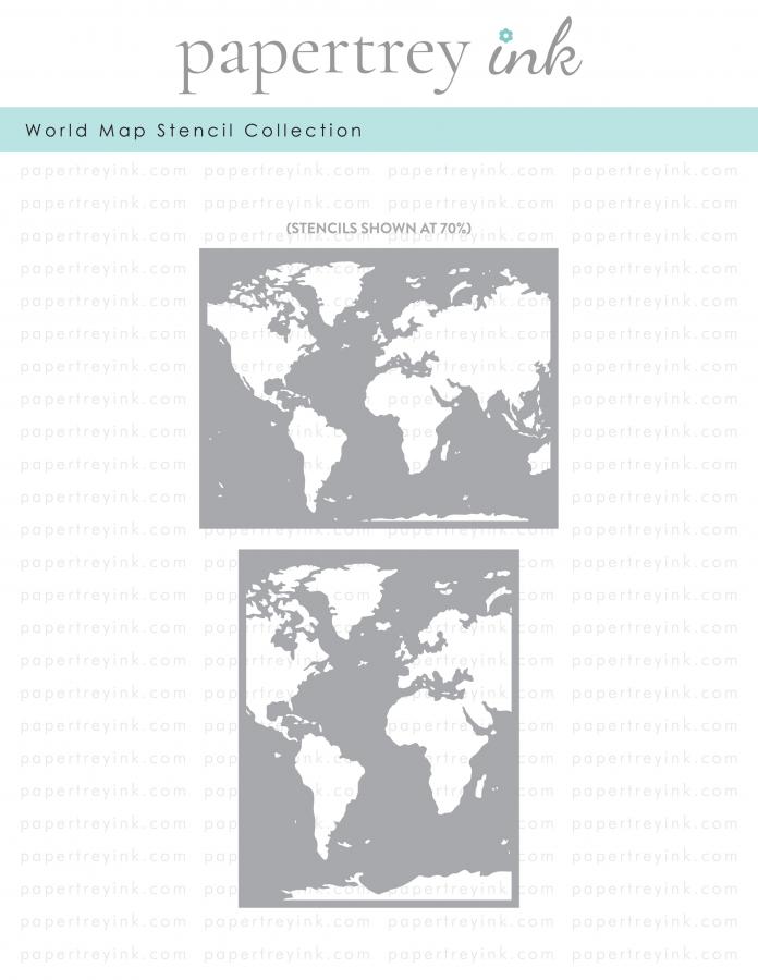 Papertrey Ink - World Map Stencil Collection (set of 2)