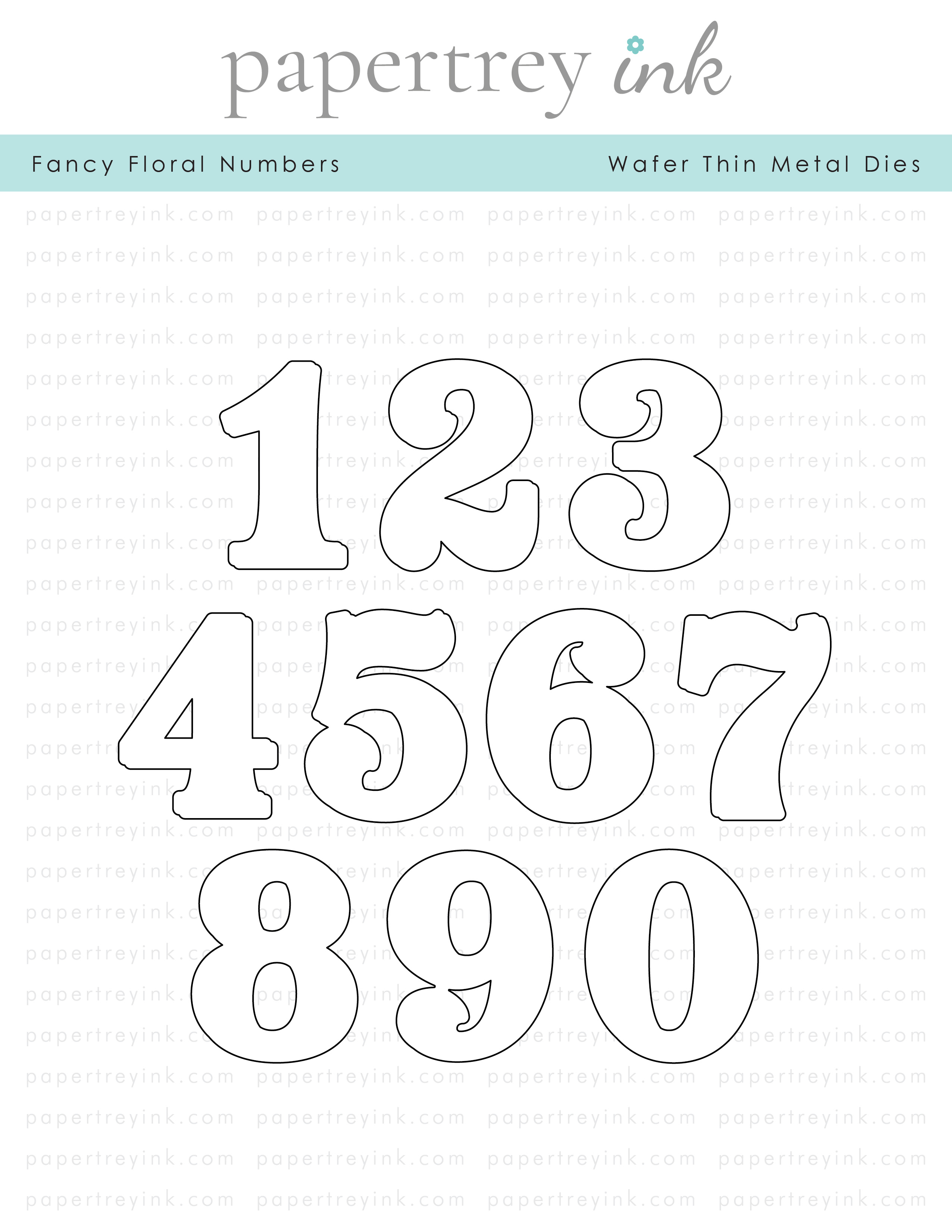 Papertrey Ink - Fancy Floral Numbers Die