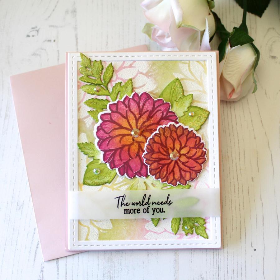 Dahlias Stamp Set + Stencil: Papertrey Ink