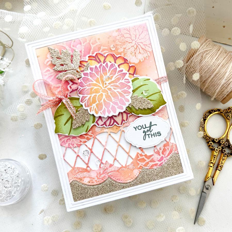 Dahlias Stamp Set + Stencil: Papertrey Ink