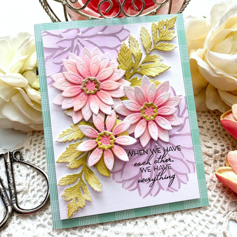 Dahlias Stamp Set + Stencil: Papertrey Ink