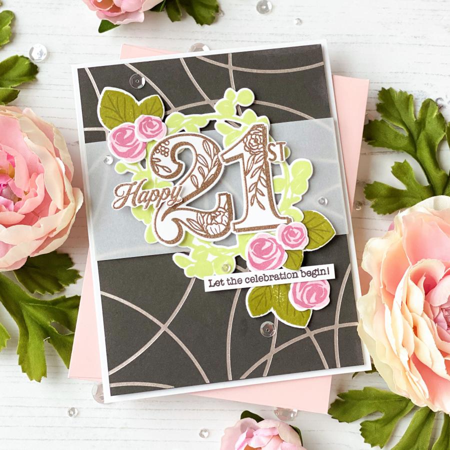 Papertrey Ink - Fancy Floral Numbers Stamp Set