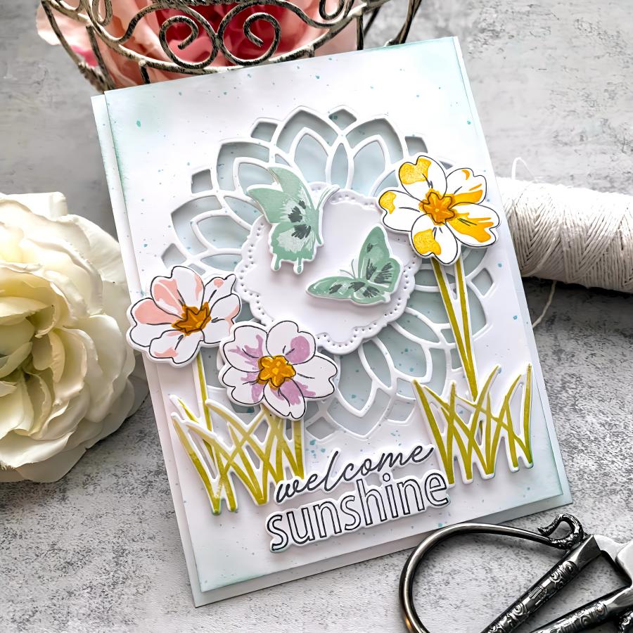 Papertrey Ink - Flutter and Flowers Stamp Set
